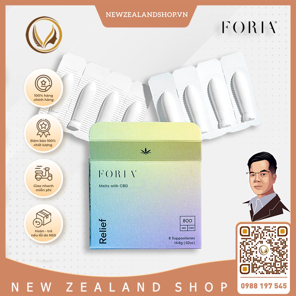 Viên đặt giảm đau kinh nguyệt và vùng chậu FORIA Relief Melts with CBD