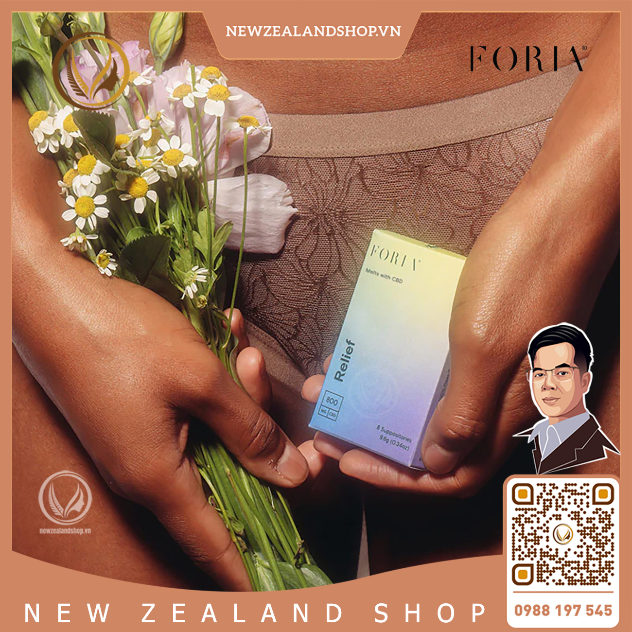 Viên đặt giảm đau kinh nguyệt và vùng chậu FORIA Relief Melts with CBD