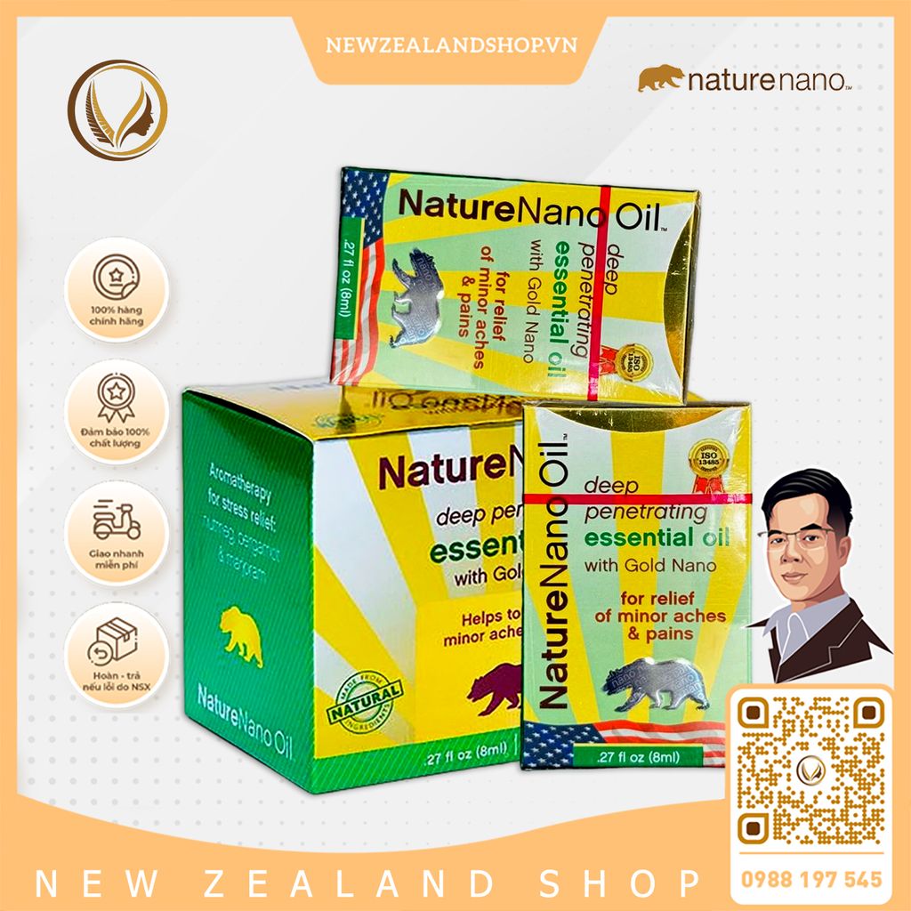 Dầu Gió Thiên Nhiên Hiệu Con Gấu Nature Nano Oil 8ml