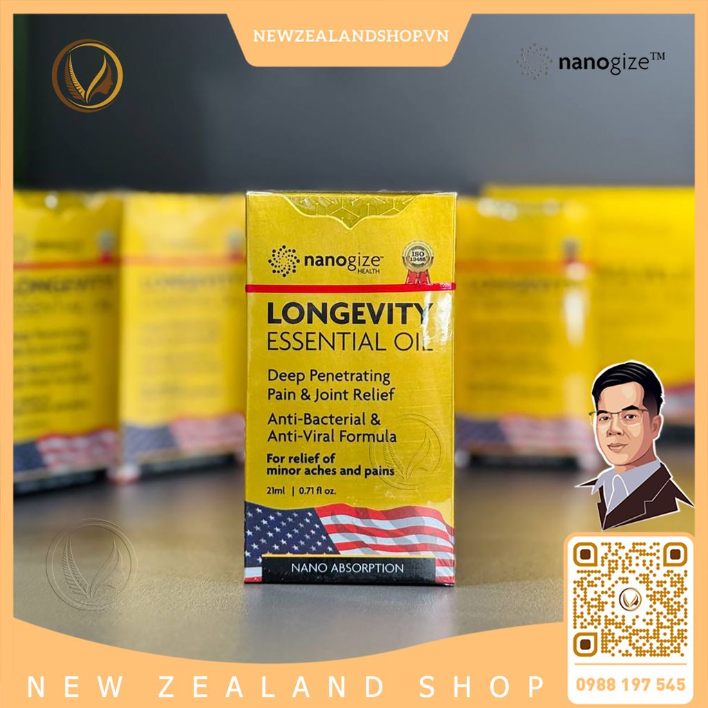 Dầu Gió Vàng Con Lăn Trường Thọ Nanogize Longevity Essential Oil 21ml