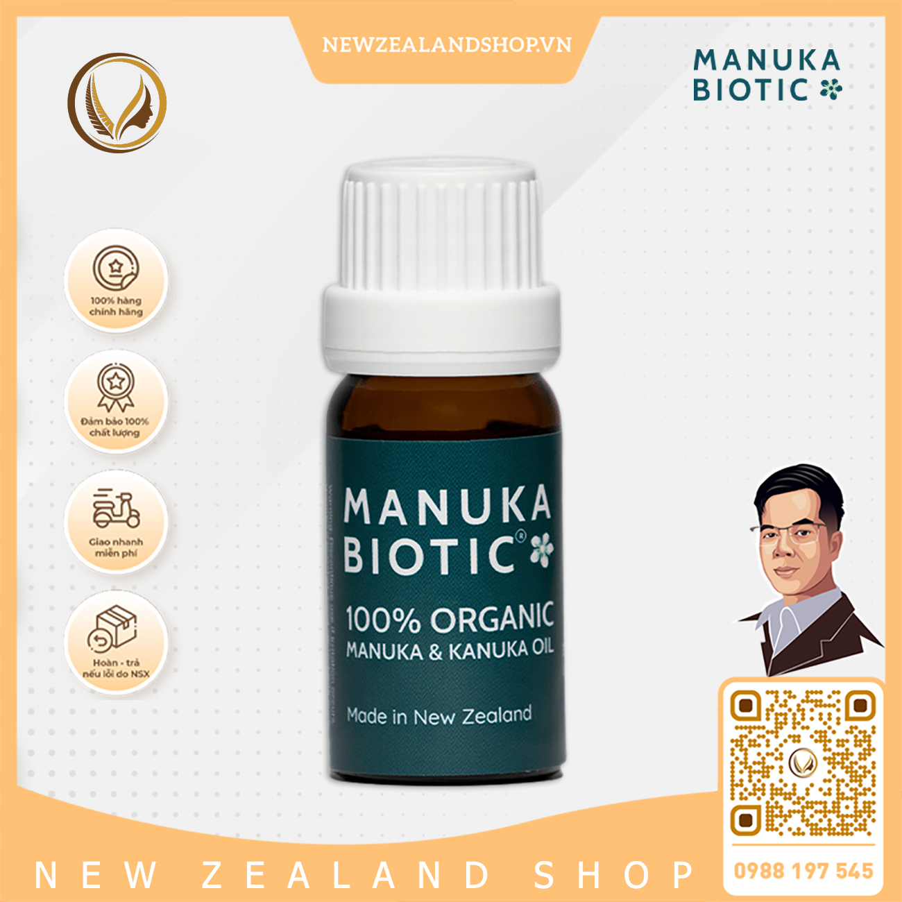 Tinh Dầu Manuka Hữu Cơ Manuka Biotic Certified Organic Manuka Oil 10ml