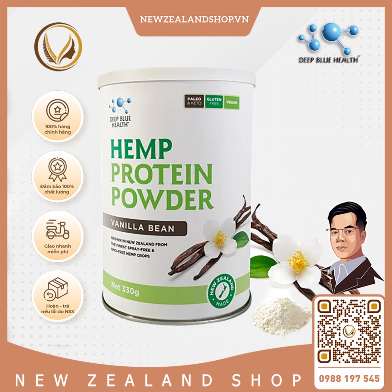 Bột đạm cây gai dầu Deep Blue Health Hemp Protein Powder