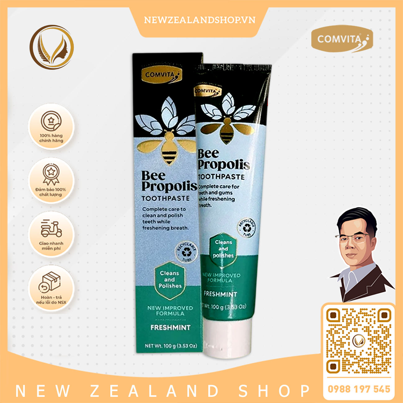 Kem Đánh Răng Keo Ong Comvita Bee Propolis Toothpaste 100g