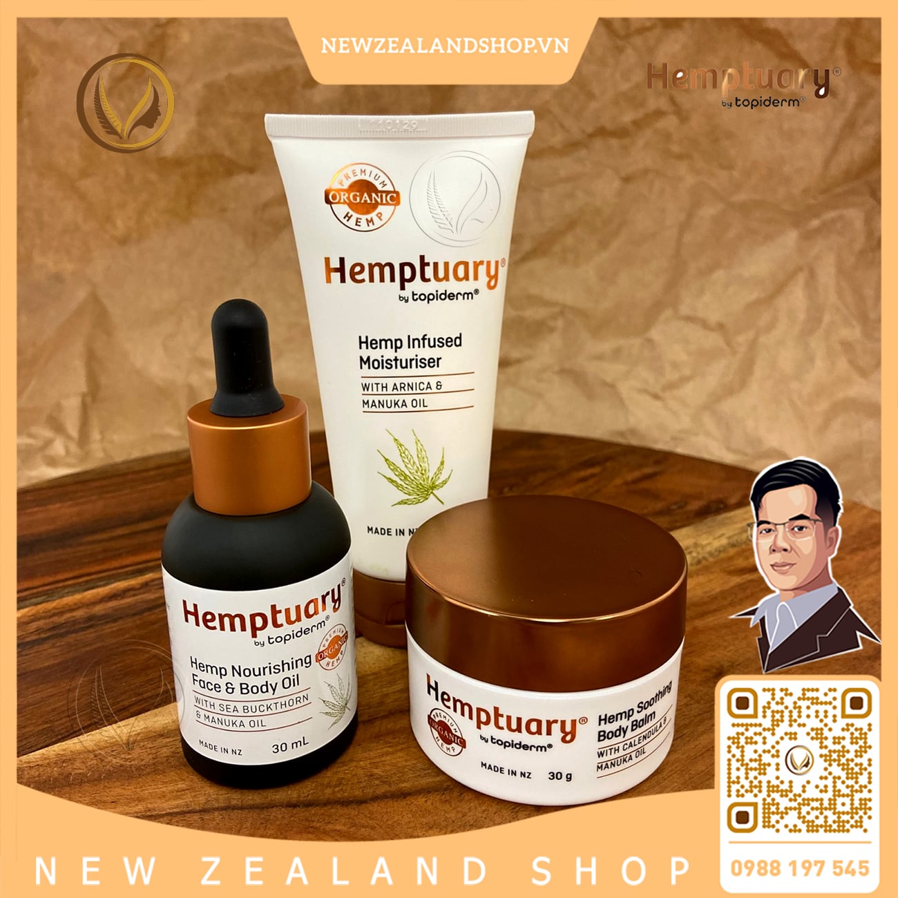 Kem Dưỡng Ẩm Hạt Gai Dầu Hemptuary Hemp Infused Moisturiser 100g
