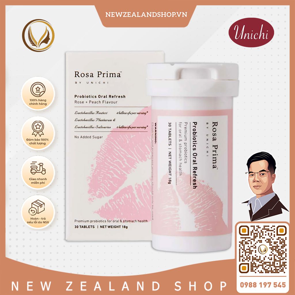 Bổ Sung Lợi Khuẩn Unichi Rosa Prima Probiotics Oral Refresh 30 viên