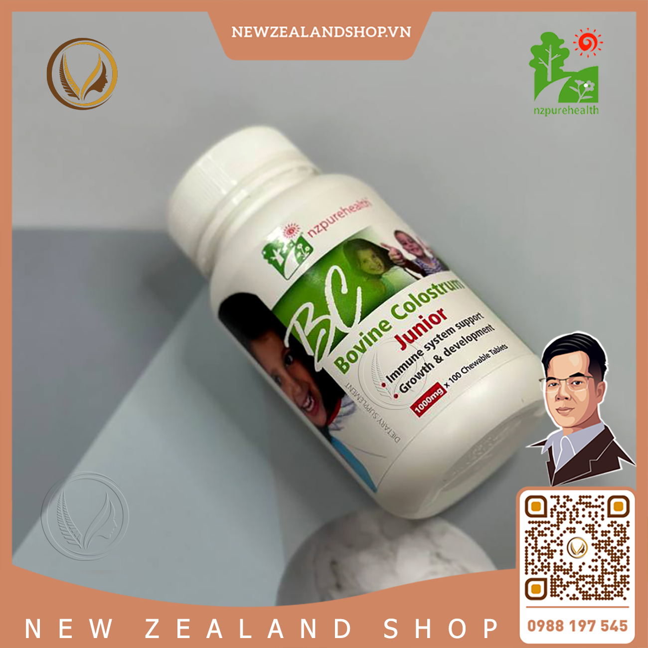 Viên Nén Kẹo Sữa Non Nz Pure Health Bovine Colostrum Junior