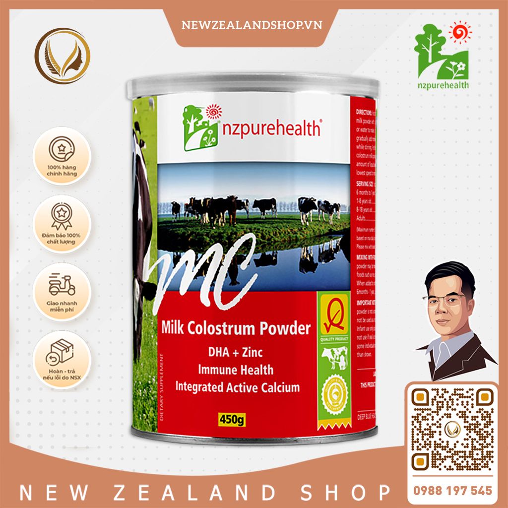Bột Sữa Non 100% Nguyên Chất Nz Pure Health Milk Colostrum Powder 450g