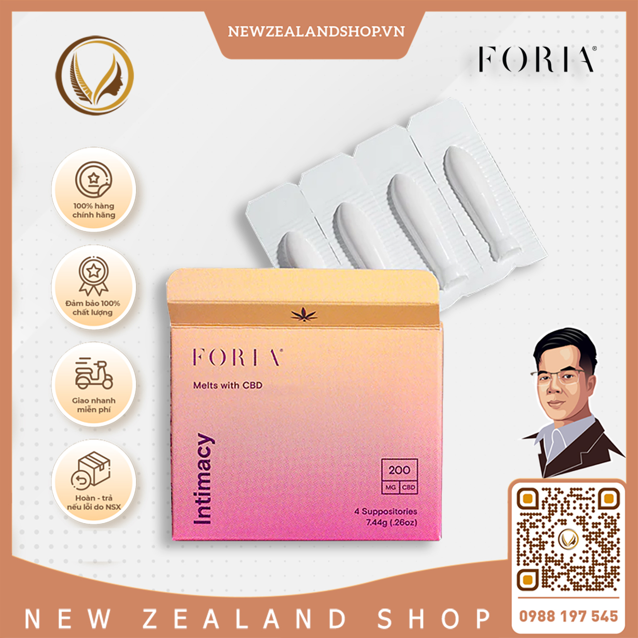 Viên đặt kích thích ham muốn FORIA Intimacy Melts with CBD (4 viên)