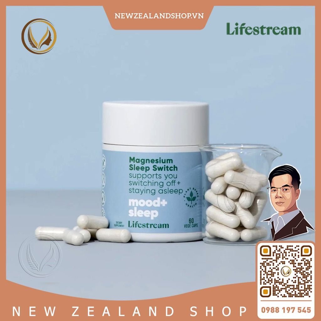 Viên Uống Ngủ Ngon, Giảm Căng Thẳng Lifestream Magnesium Sleep Switch