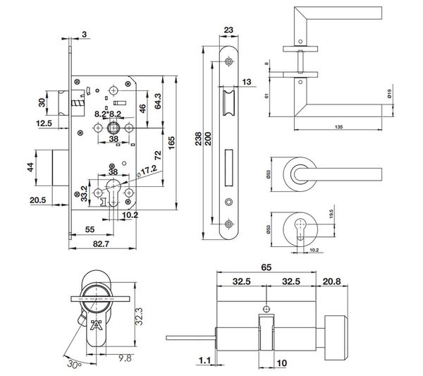Bộ khoá cửa phòng Hafele 499.62.504 | Giá thương mại