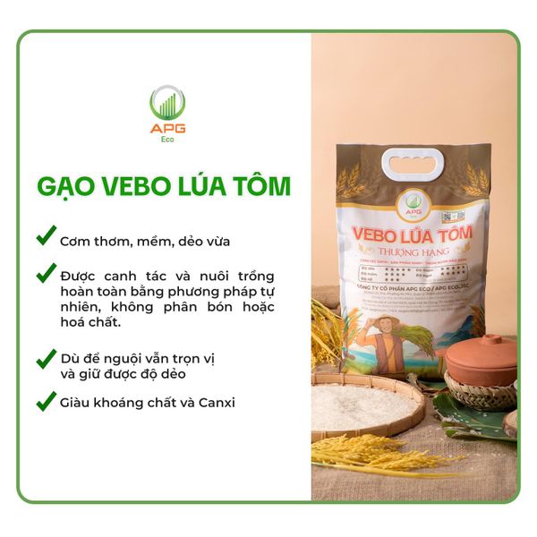Combo 2 Bao Gạo VEBO Lúa Tôm APG ECO Thương Hạng Hữu Cơ, Mềm, Dẻo, Quy ...