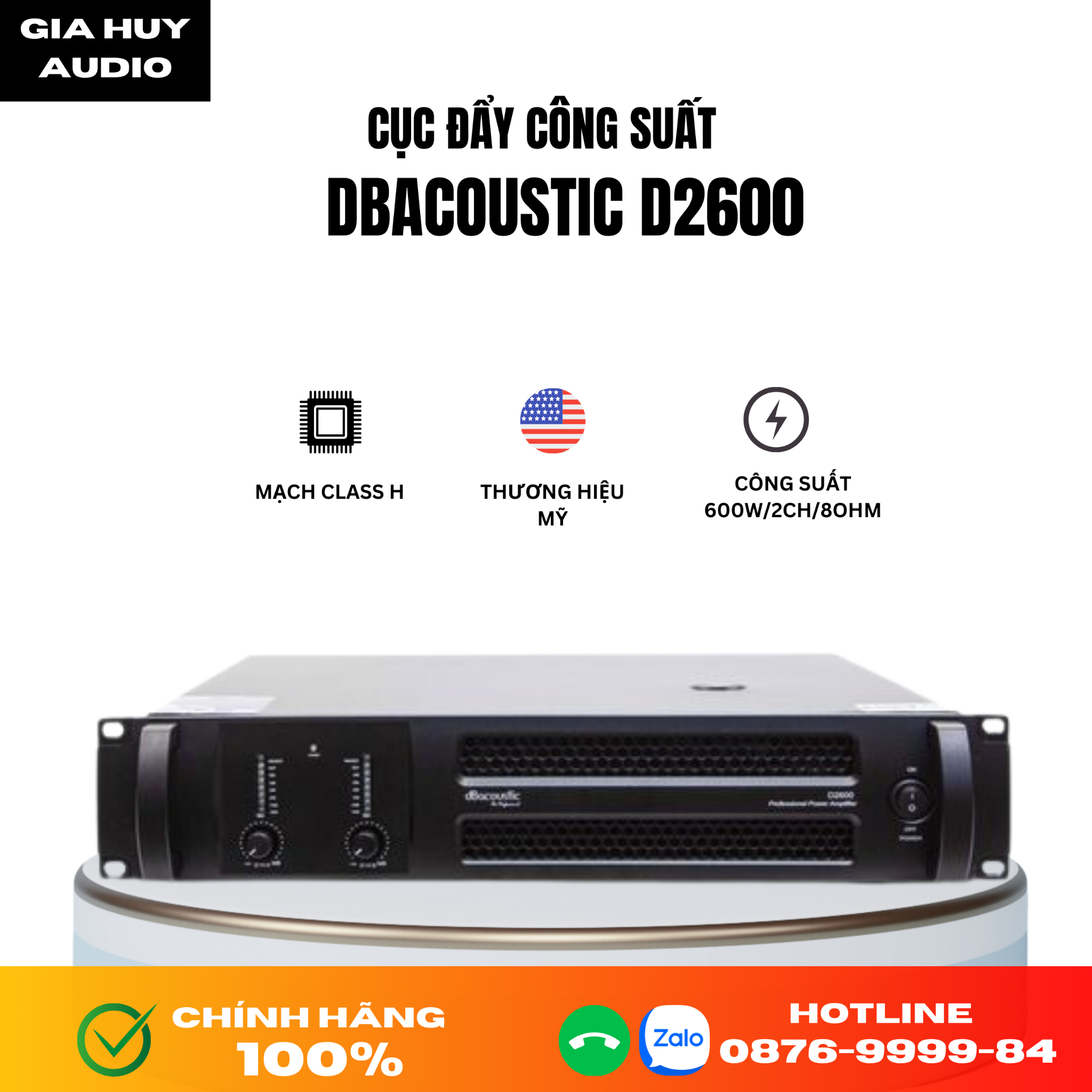 Cục đẩy 2 kênh dBacoustic D2600 Chính hãng | Gia Huy Audio