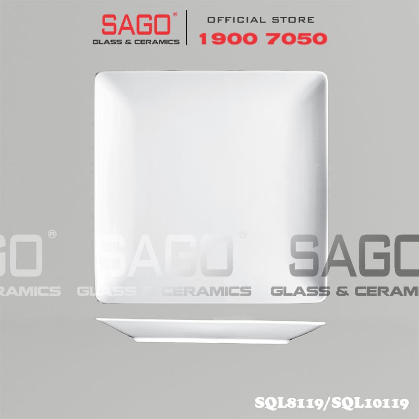 CK SQL*19 - Dĩa Sứ CK Hình Vuông (SQL*19) | Trắng Trơn – Gốm Sứ Thủy Tinh Sài Gòn