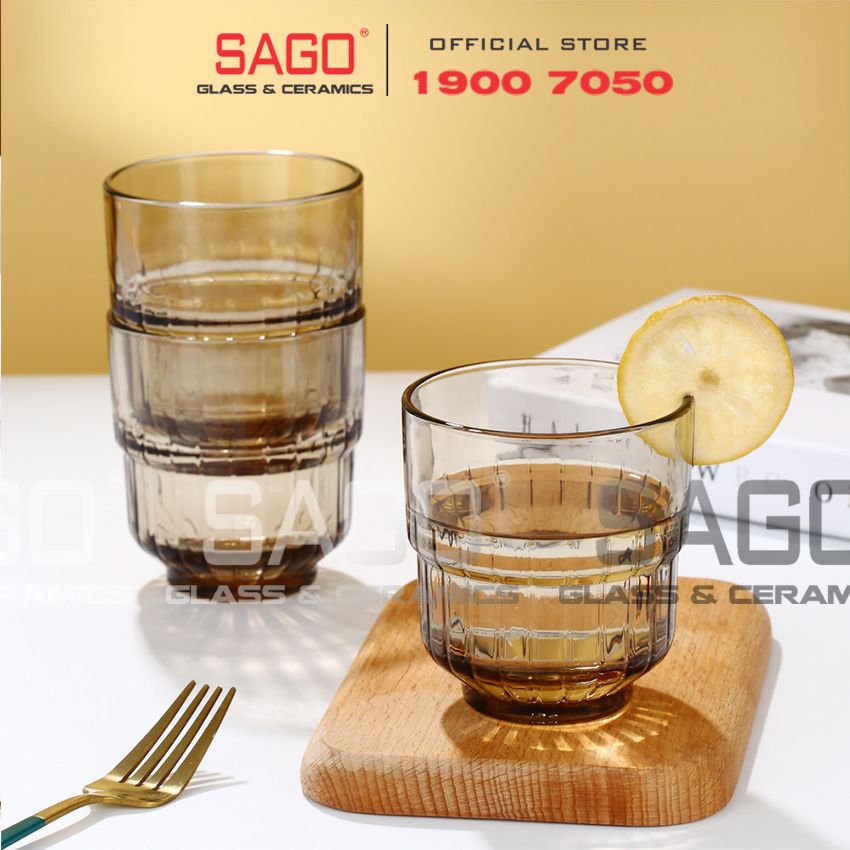 DELI Y5865-1S - Ly Thủy Tinh Deli LINQ Amber Rock Glass 340ml – Gốm Sứ Thủy Tinh Sài Gòn