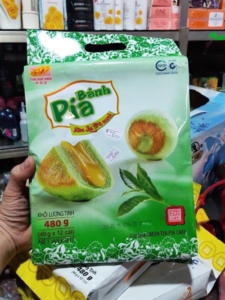 BÁNH PÍA TÂN HUÊ VIÊN KIM SA TRÀ XANH 480G – Bánh Tráng The Chang