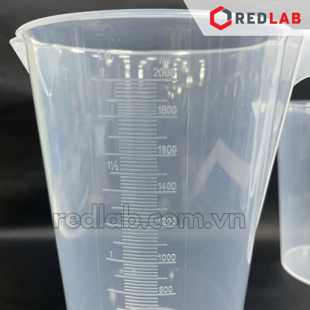 Ca nhựa PP có quai nửa, có mỏ, vạch khắc nổi trắng GENLAB 500 1000 200 - RedLAB Online-store