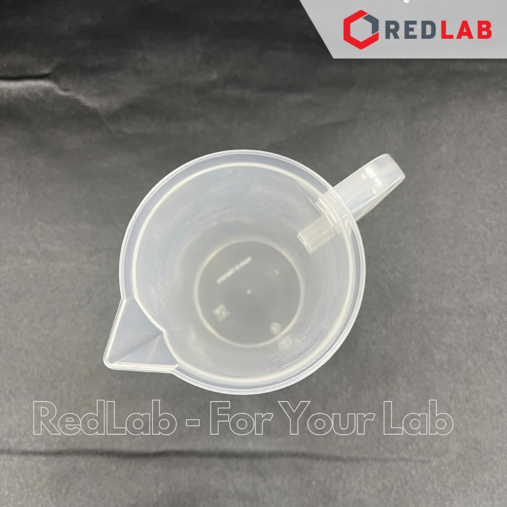 Cốc nhựa PP có quai, vạch nổi sơn xanh VITLAB 100 250 500 1000 ml - RedLAB Online-store
