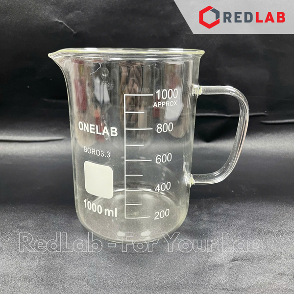 Cốc đốt thuỷ tinh có tay cầm ONELAB 250 500 1000 2000 ml, beaker - RedLAB Online-store
