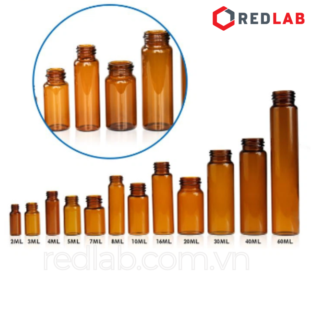 [Bộ 100 cái] ALWSCI Chai thủy tinh vial 10ML 22x52mm trắng / nâu + Nắp ...