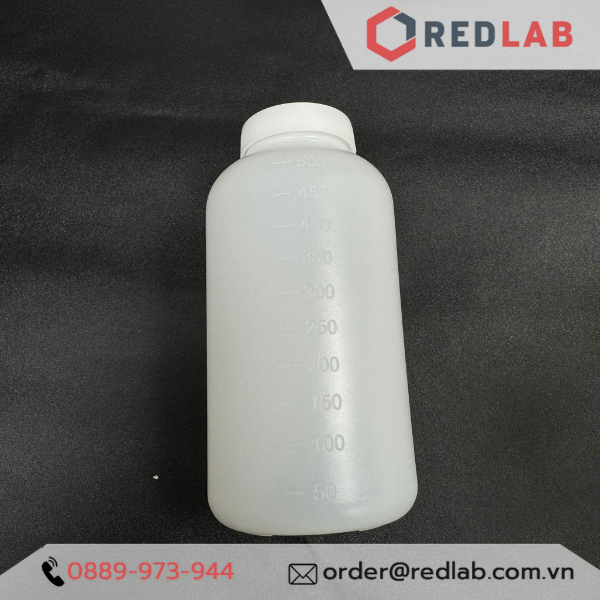 Chai nhựa PP trắng Việt Nam 500ml chia vạch nổi trắng, miệng rộng - RedLAB Online-store