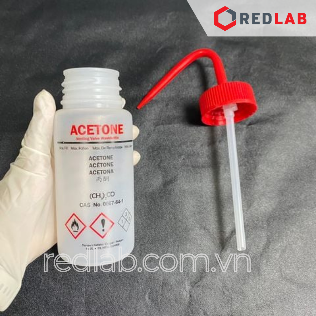 Bình tia nhựa đựng dung môi ONELAB 250 500 ml nhãn Ethanol, Acetone - RedLAB Online-store