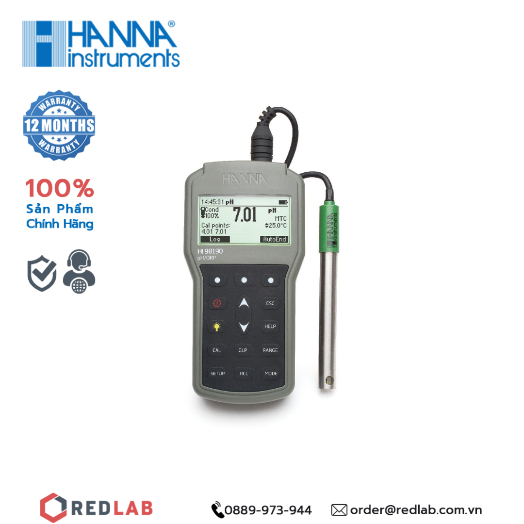 Máy đo nhiệt độ/pH/ORP Hanna HI98190 - RedLAB Online-store