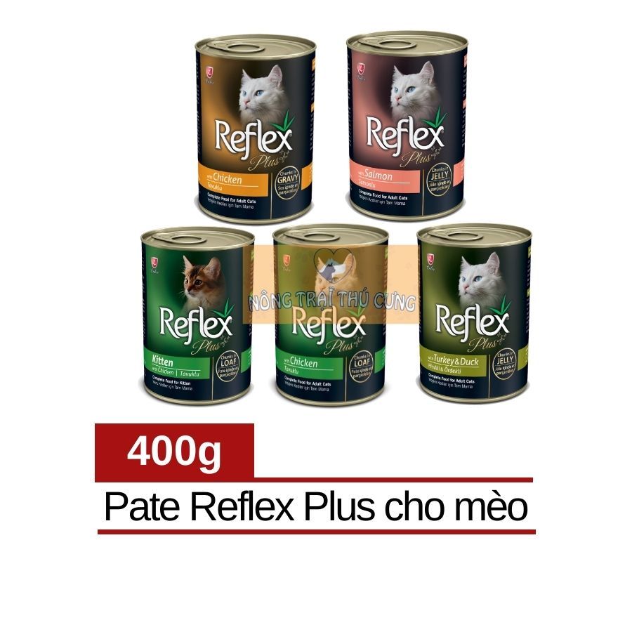 Pate Reflex Plus Cho Mèo Lon 400g-Nhiều vị – Nông Trại Thú Cưng