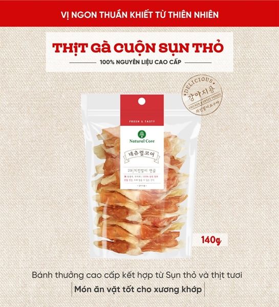 Snack Cho Chó Thịt Cuộn Sụn Thỏ Natural Core 120g – Nông Trại Thú Cưng