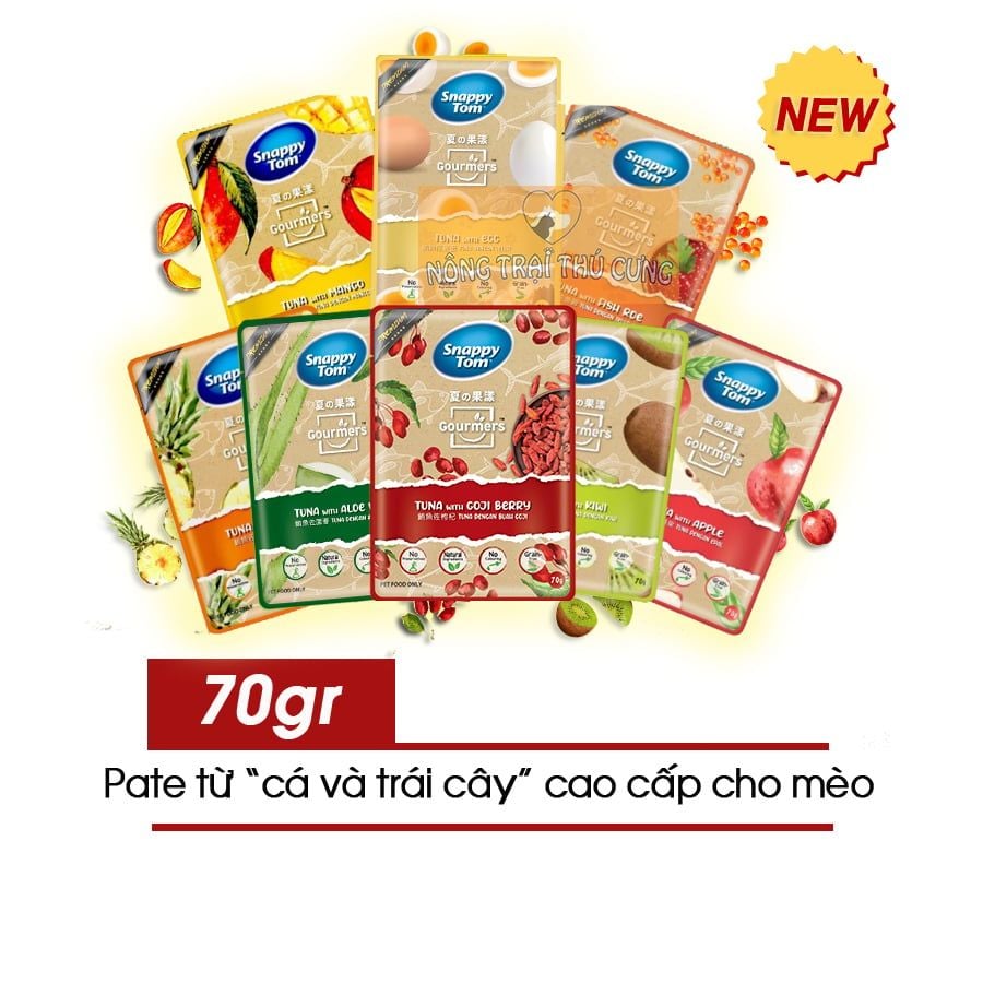 [HOT] Pate Snappy Tom Trái Cây Mix Cá Ngừ Cao Cấp 70g - Đủ 8 Vị – Nông Trại Thú Cưng