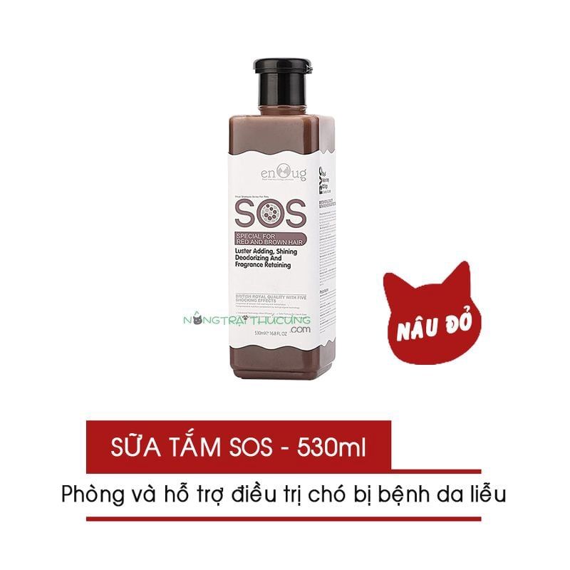 SỮA TẮM SOS NÂU DÀNH RIÊNG CHO ĐỘNG VẬT CÓ LÔNG MÀU ĐỎ VÀ NÂU 530ML – Nông Trại Thú Cưng