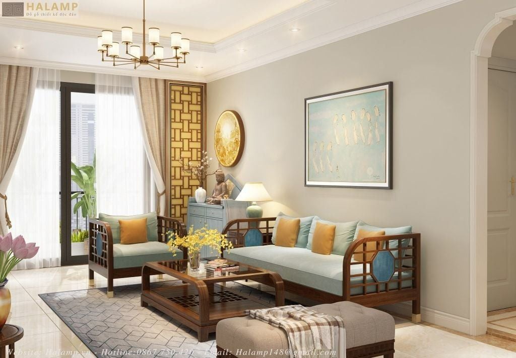 Mẫu ghế sofa gỗ đơn giản hiện đại Halamp SF008 – Halamp: Đưa đồ gỗ Việt vào thiết kế nội thất