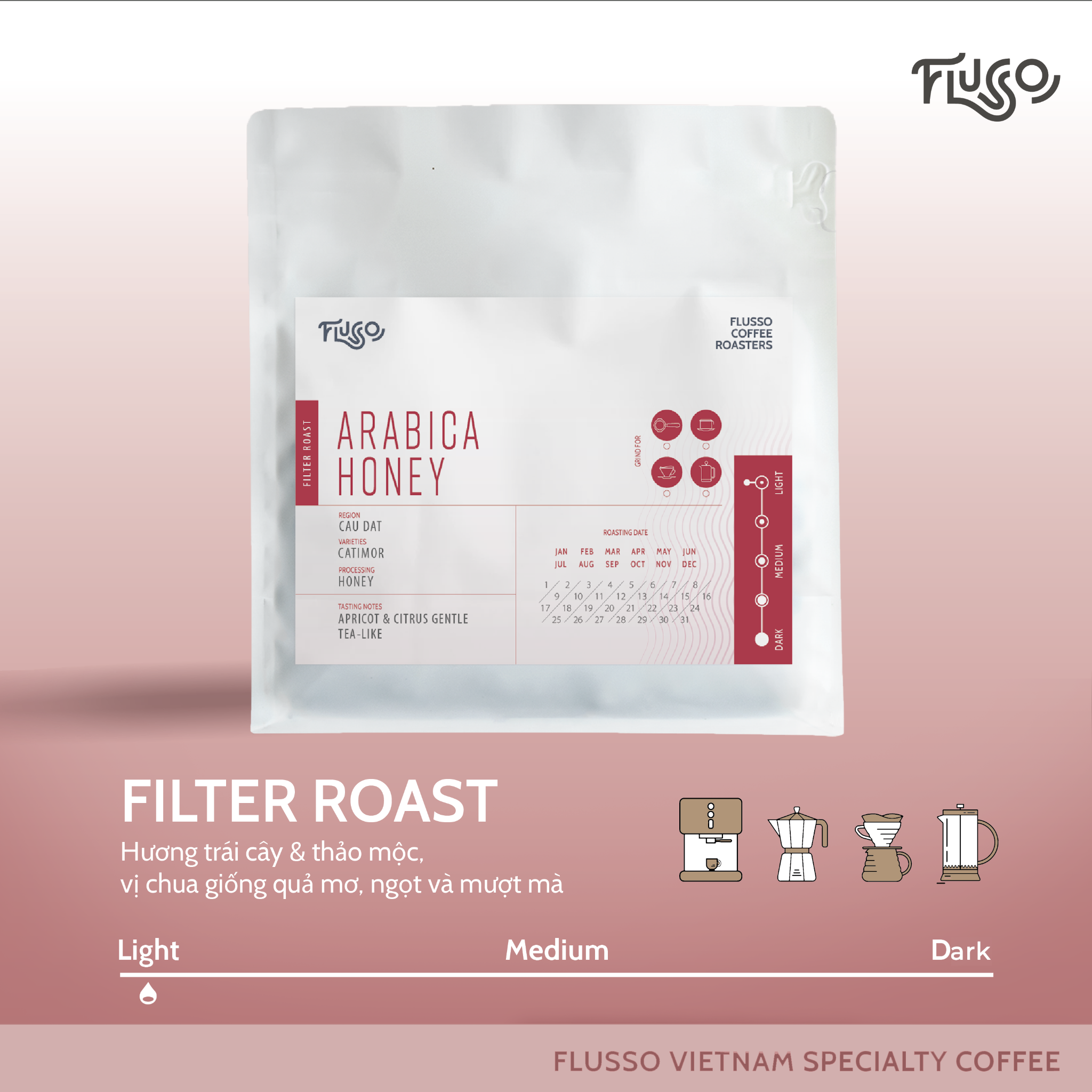 Cà phê Arabica Honey Cầu Đất – Flusso Vietnam Specialty Coffee