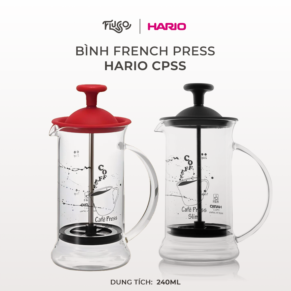 Bình French Press Hario 240ml – Flusso Vietnam Specialty Coffee