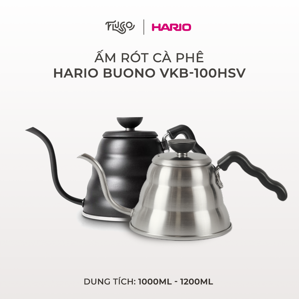 Ấm rót cổ ngỗng Hario Bouno 1l – Flusso Vietnam Specialty Coffee