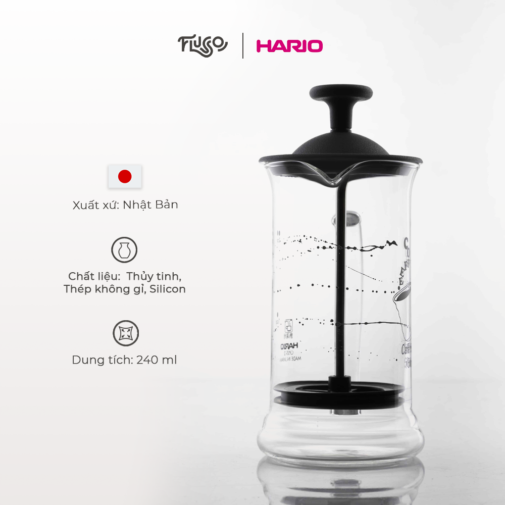 Bình French Press Hario 240ml – Flusso Vietnam Specialty Coffee