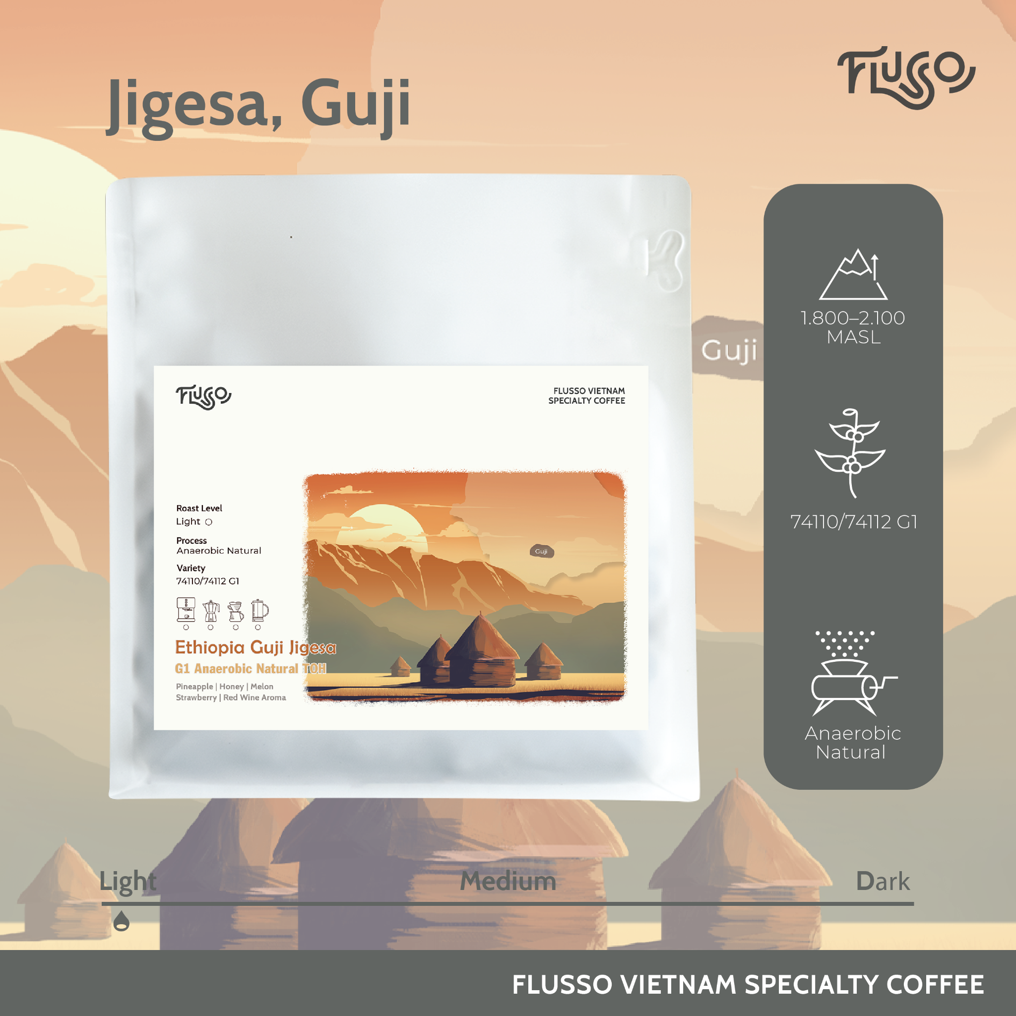 Cà Phê Specialty Ethiopia Guji Jigesa G1 Anaerobic Natural TOH – Flusso Vietnam Specialty Coffee