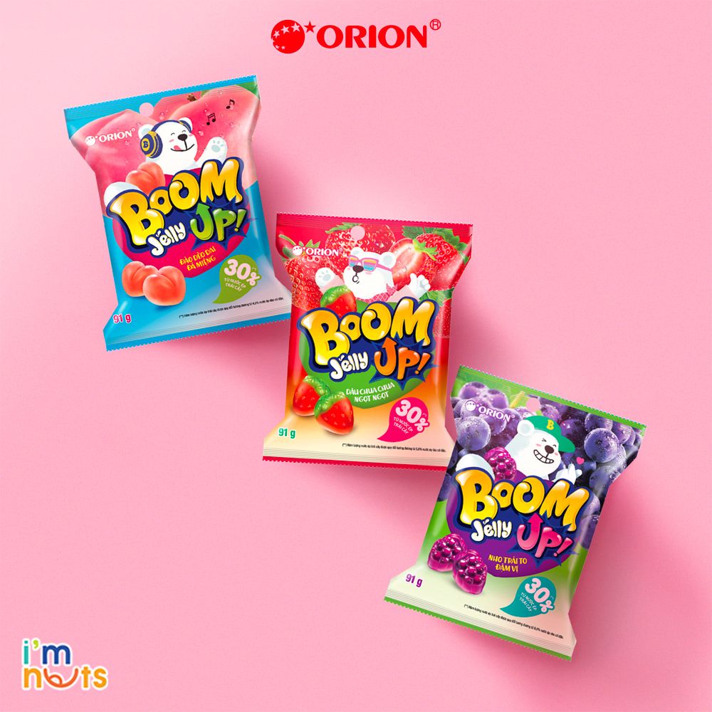 Kẹo dẻo Boom Jelly Orion đủ vị gói nhỏ – Bánh kẹo Ăn vặt ImNuts