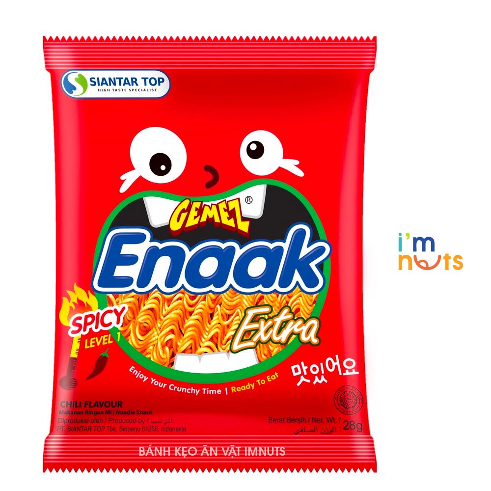Snack mì trẻ em Gemez Enaak Extra Indonesia vị Ớt cấp độ 1 lốc 20 gói ...