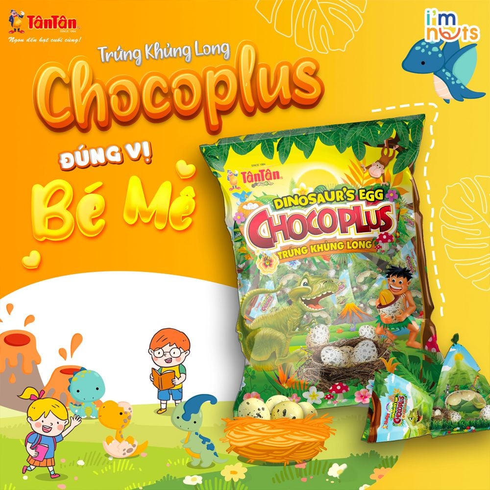 Đậu phộng trứng khủng long Chocoplus Tân Tân tuổi thơ gói nhỏ – Bánh kẹo Ăn vặt ImNuts