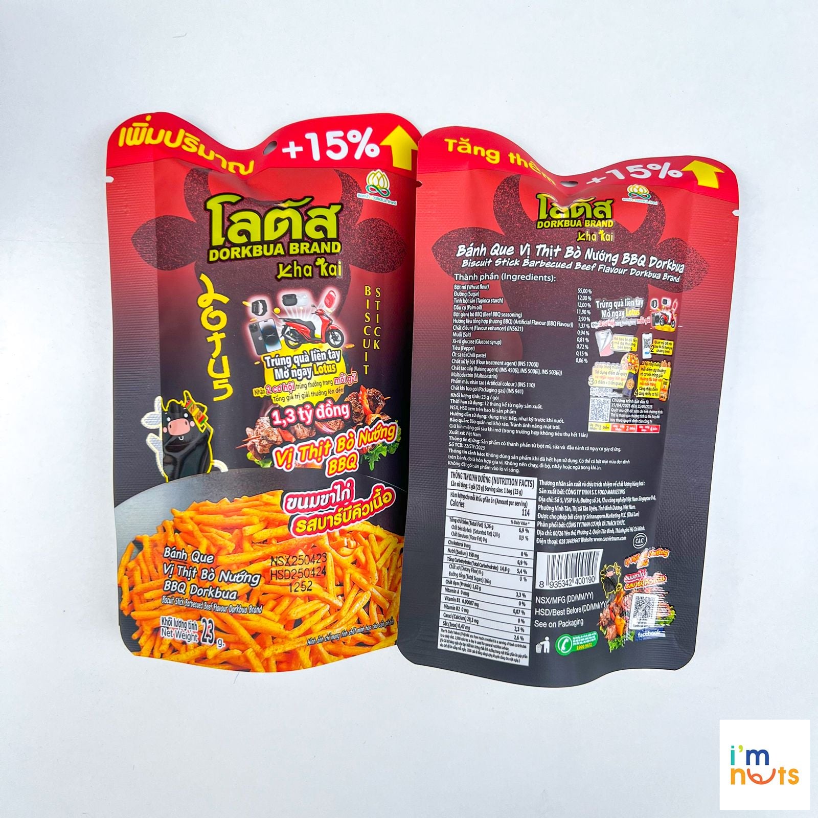 Snack bim bim bánh tăm que cọng Thái Lan Dorkbua đủ vị BBQ cam, vị Bắp ...