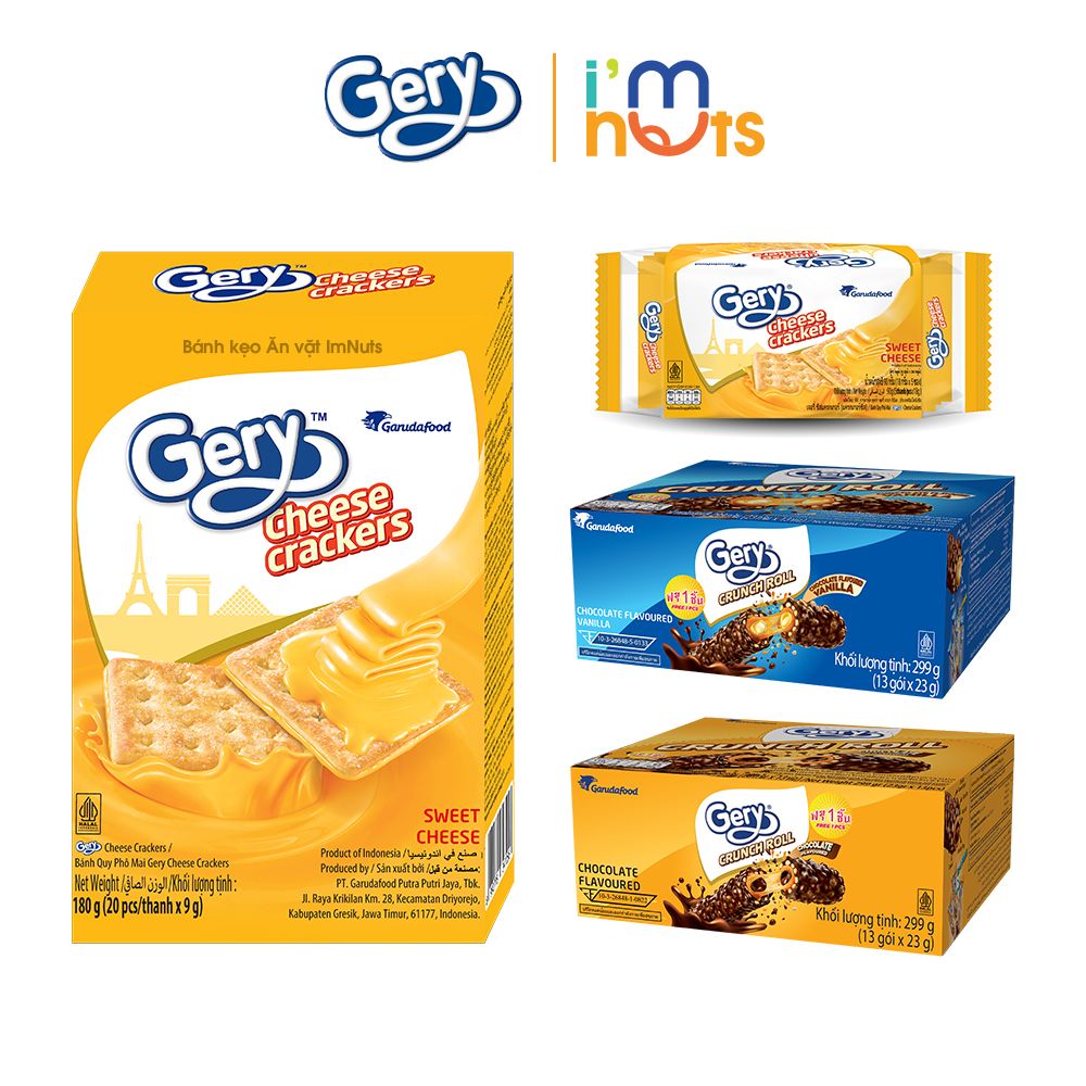 Bánh Quy Phô Mai Gery Cheese Crackers và Bánh Cuộn Gery Crunch Roll Ph ...
