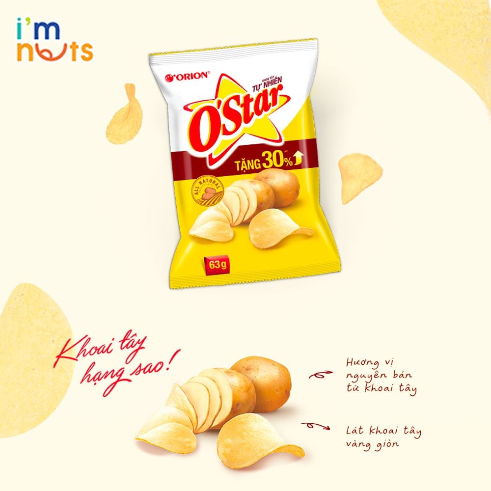 Bánh Snack khoai tây Ostar Orion đủ vị gói nhỏ và gói lớn – Bánh kẹo Ăn vặt ImNuts