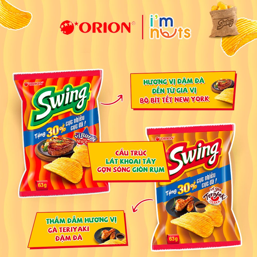 Bánh Snack khoai tây Swing Orion đủ vị gói nhỏ và gói lớn – Bánh kẹo Ăn ...