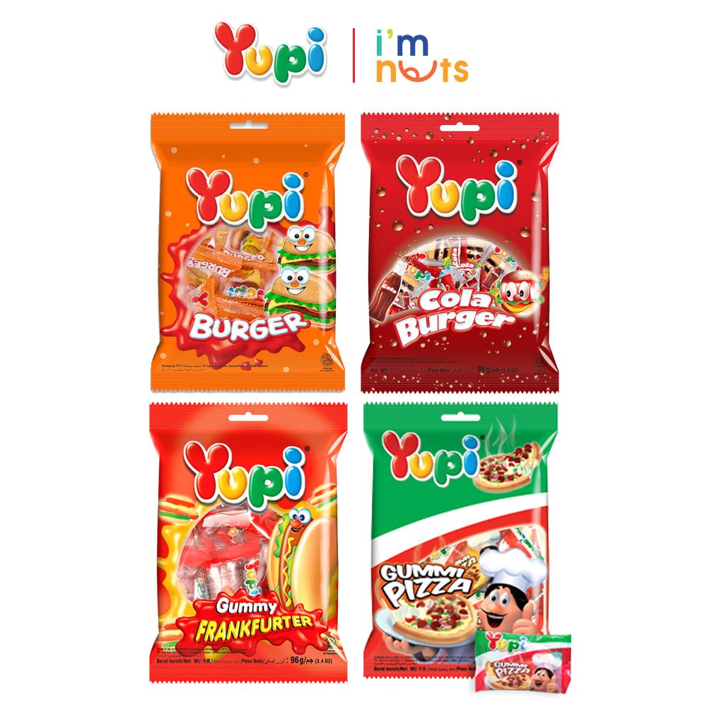 Kẹo dẻo Yupi Burger Pizza Frankurter Indonesia gói 84g – Bánh kẹo Ăn vặt ImNuts