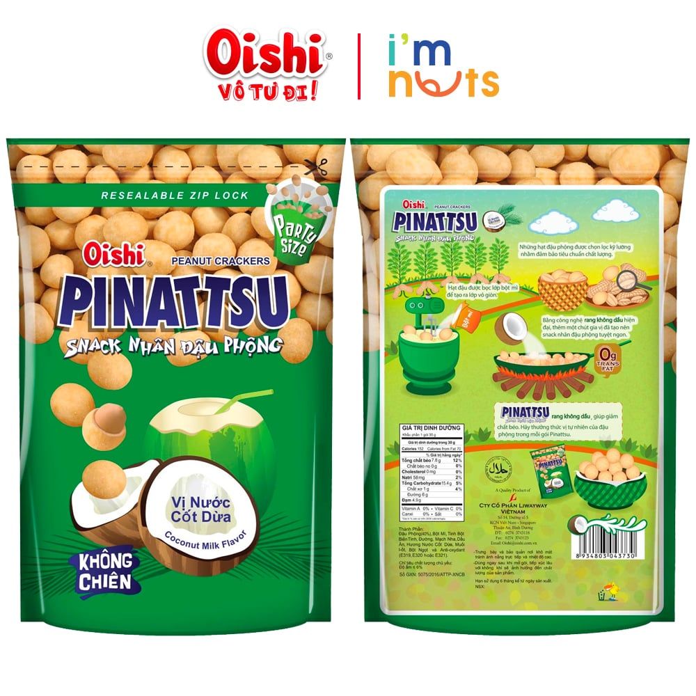 Snack nhân đậu phộng Pinattsu Oishi đủ vị gói lớn 85g – Bánh kẹo Ăn vặt ...