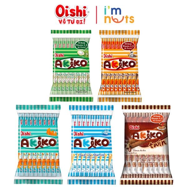Snack que nhân kem Akiko Oishi đủ vị gói 140g – Bánh kẹo Ăn vặt ImNuts