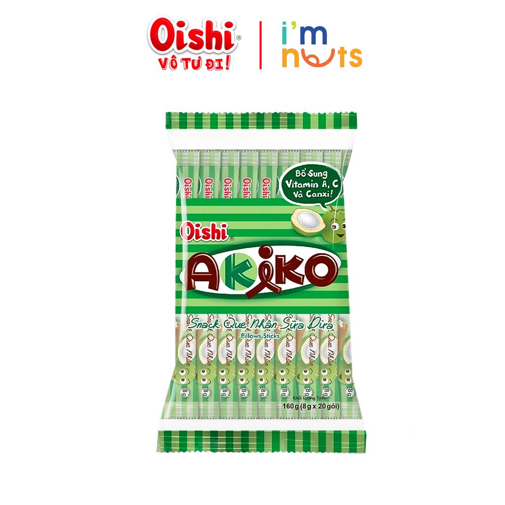 Snack que nhân kem Akiko Oishi đủ vị gói 140g – Bánh kẹo Ăn vặt ImNuts