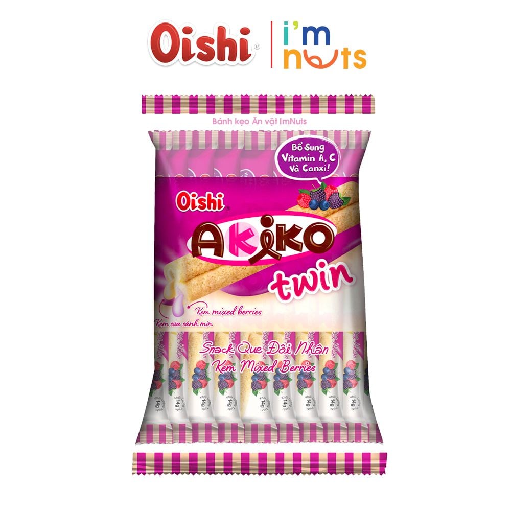 Snack que nhân kem Akiko Oishi đủ vị gói 140g – Bánh kẹo Ăn vặt ImNuts