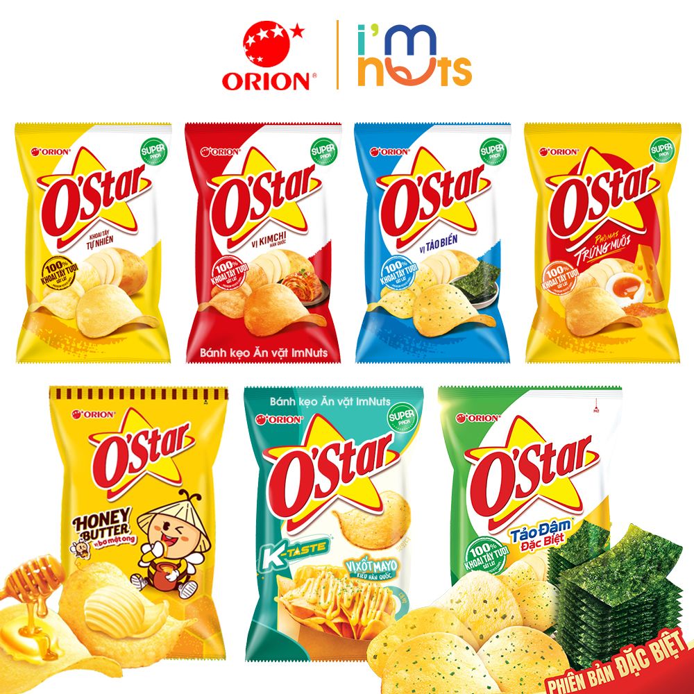 Bánh Snack khoai tây Ostar Orion đủ vị gói nhỏ và gói lớn – Bánh kẹo Ăn vặt ImNuts