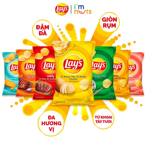 Snack Khoai tây Lays đủ vị gói nhỏ và gói lớn – Bánh kẹo Ăn vặt ImNuts